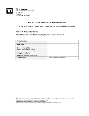 Fillable Online TD Insurance Instructions for completing the Critical ...