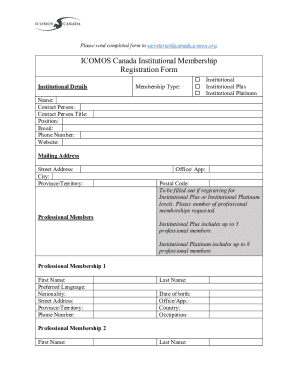 Fillable Online canada icomos Institutional membership application form ...