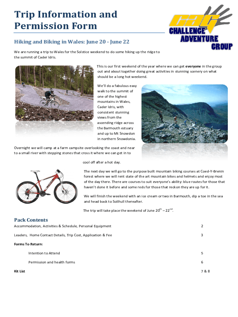 Fillable Online Trip Information And Permission Form Fax Email Print