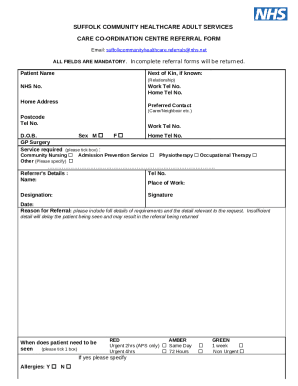 Suffolk community healthcare referral . Doc Template | pdfFiller