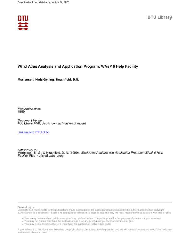 Fillable Online Wind Atlas Analysis and Application Program: WAsP 6 ...