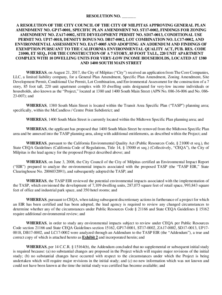 Fillable Online 1380 1400 S. Main approval reso (sb) Fax Email Print ...