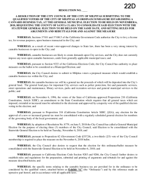 Fillable Online 22D - Cannabis Biz Tax Resolution Calling Gen Municipal ...