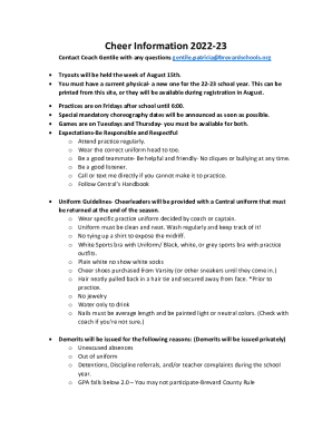 Fillable Online 8th Grade Cheer Tryouts Fax Email Print - pdfFiller