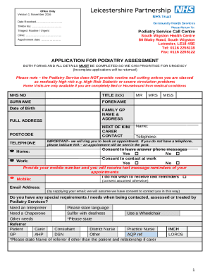 Community Podiatry Service Doc Template | pdfFiller