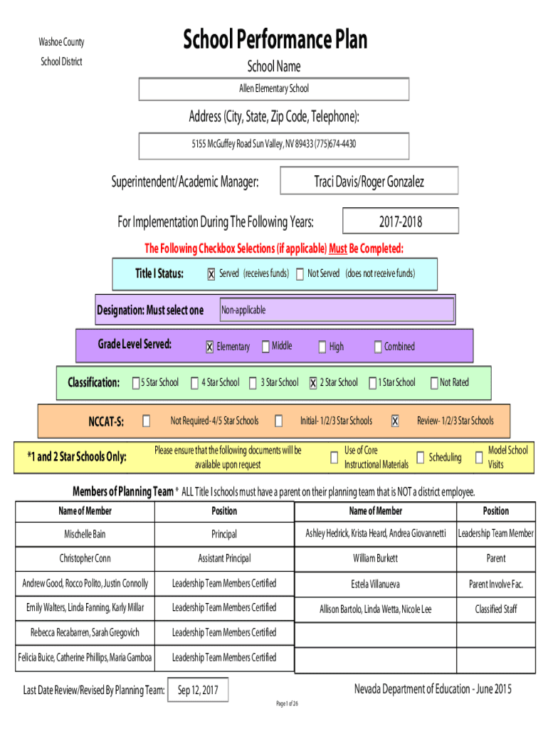 Fillable Online Lois Allen Elementary School - Sparks, Nevada - NV Fax ...