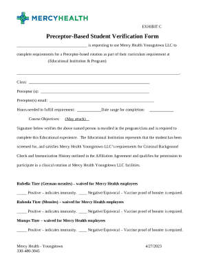 Preceptor-Based Student Verification Doc Template | pdfFiller
