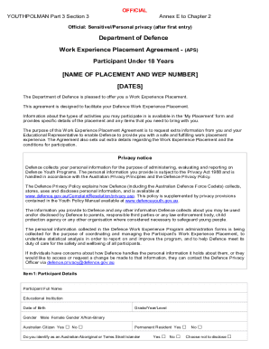 Fillable Online This Work Experience Placement Agreement sets out, as ...