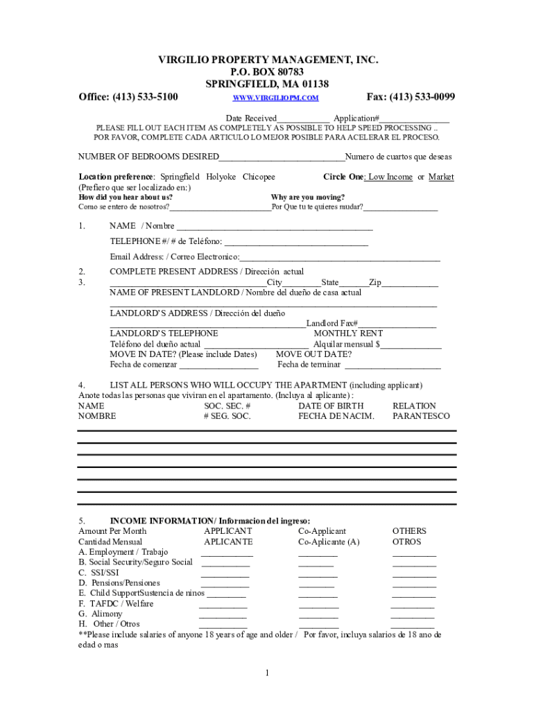 Completable En línea Rental Application 2 pageno cover sheet New ...