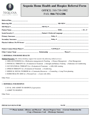 Fillable Online Sequoia Home Health and Hospice Referral Form Fax Email ...