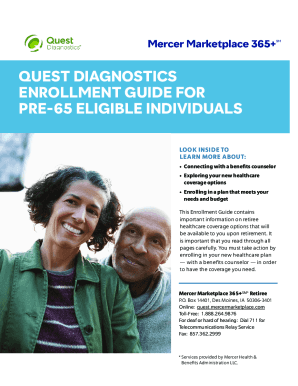 Fillable Online QUEST DIAGNOSTICS ENROLLMENT GUIDE FOR PRE-65 ... Fax ...
