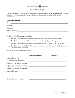 Fillable Online Remote Defence Checklist: Master's Thesis Defence Fax ...