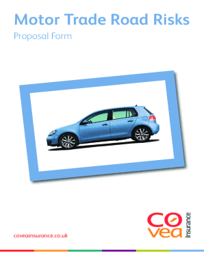 Fillable Online Motor Trade Road Risks - Proposal Form Fax Email Print ...