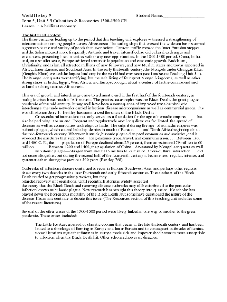 Fillable Online Big Era Five: Landscape Unit 5.5 - World History for Us ...