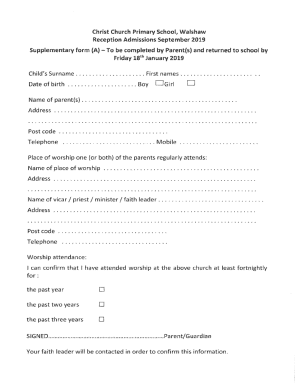 Fillable Online Christ-Church-Primary-School-Supplementary-Information-Form Fax Email Print ...