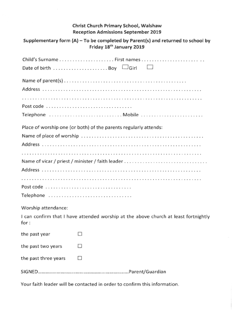 Fillable Online Christ-Church-Primary-School-Supplementary-Information ...