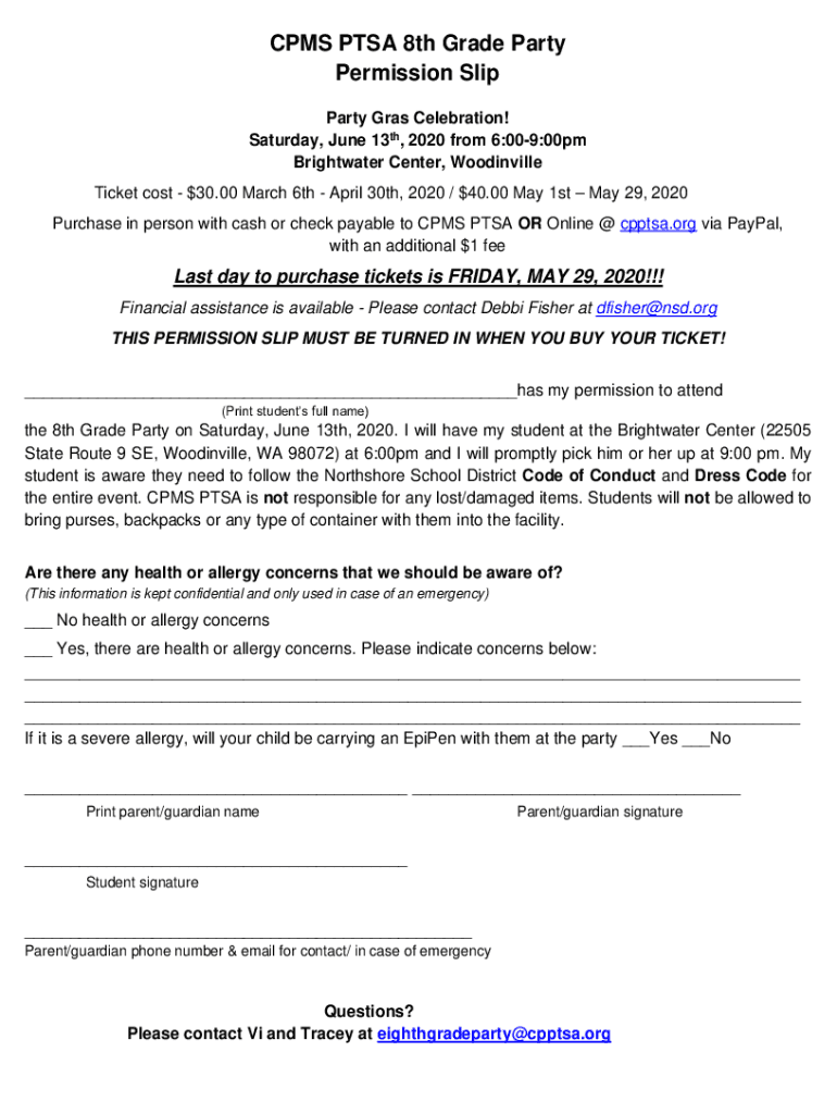 Fillable Online 8th-Grade-Party-Permission-Slip- ... Fax Email Print ...