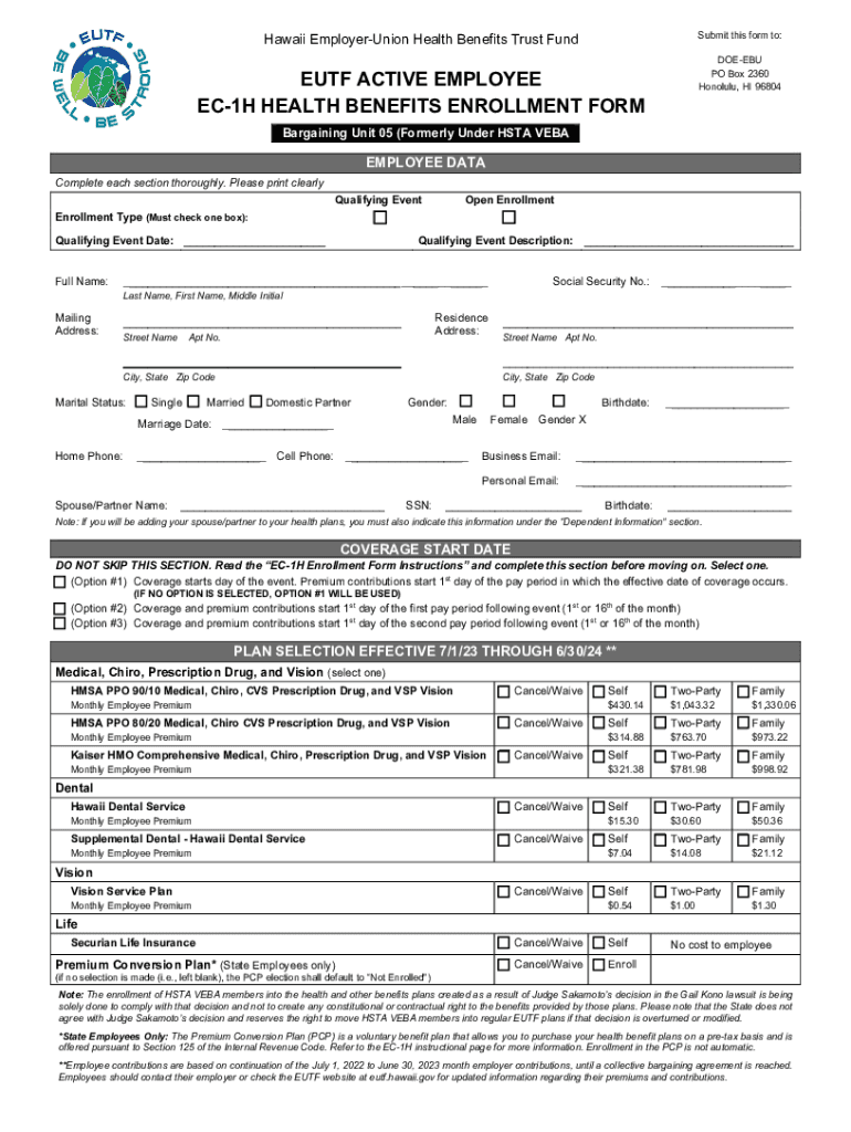 Fillable Online eutf hawaii Premium Conversion Plan (PCP) Open ...