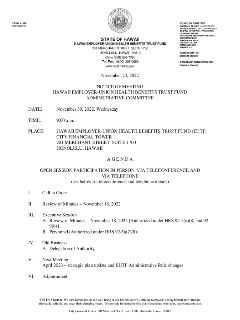 Fillable Online eutf hawaii Overview of the Hawaii Employer-Union ...