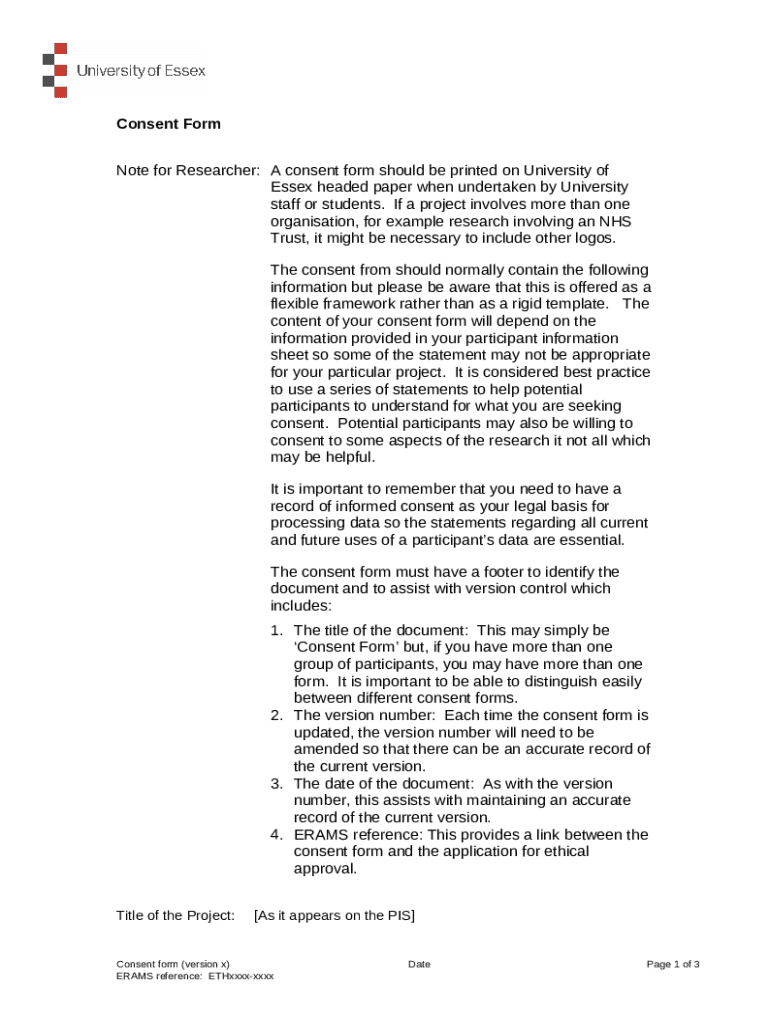 Participant Ination Sheet Note for Researcher Doc Template | pdfFiller