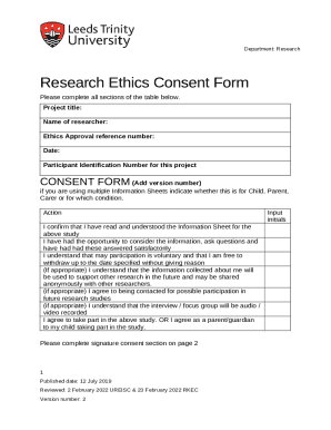 Research Ethics consent Doc Template | pdfFiller