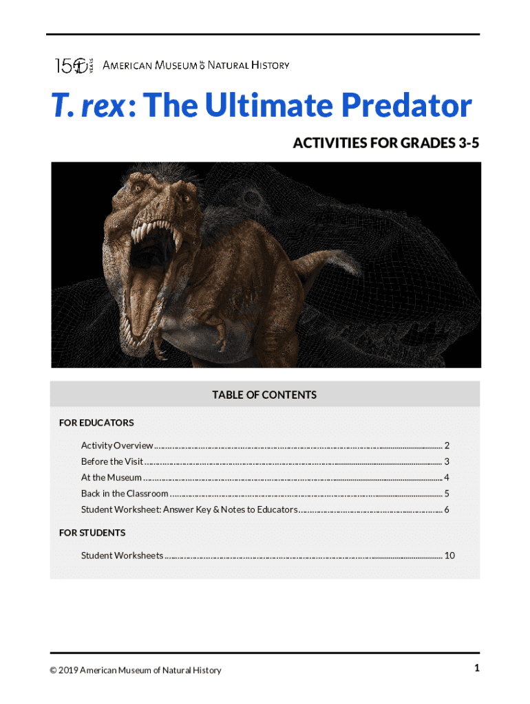 Fillable Online T. rex: The Ultimate Predator at American Museum of ...