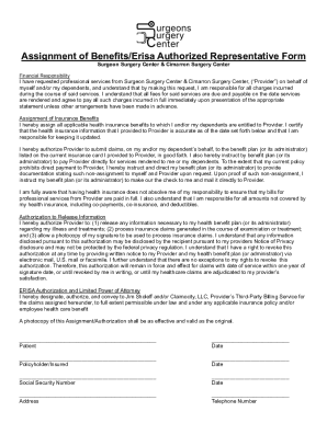 Fillable Online ssc-Assignment-of-benefitserisa-auth-rep-form Fax Email ...