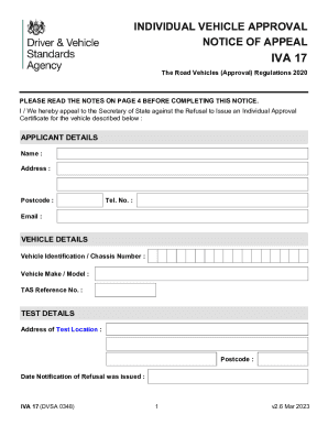 Fillable Online Appeal an Individual Vehicle Approval (IVA) decision ...