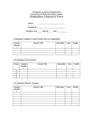 CS Graduation Clearance for MS Students Doc Template | pdfFiller