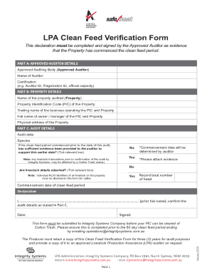 Fillable Online LPA Clean Feed Verification Form Fax Email Print ...