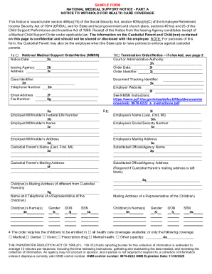 Fillable Online Sample Form of National Medical Support Notice Part A ...