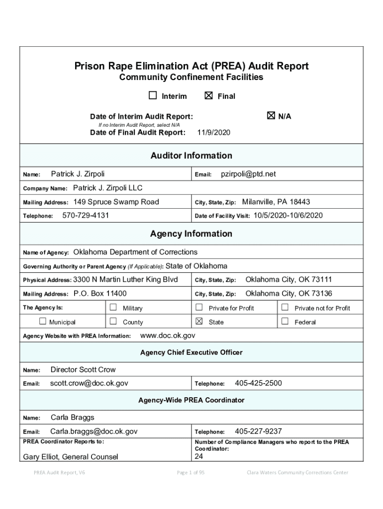 Fillable Online PREA Facility Audit Report: Final - Kern Valley State ...