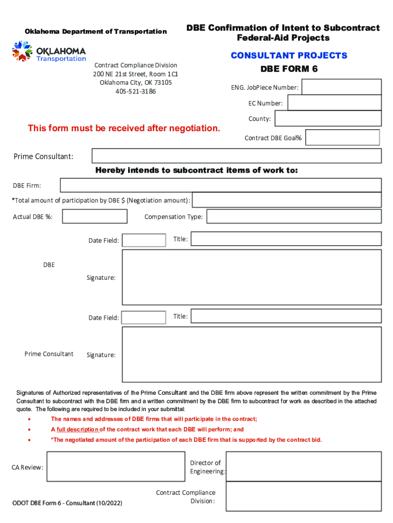 Fillable Online DBE form 6 Fax Email Print - pdfFiller