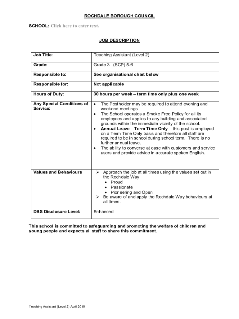 Fillable Online Teaching Assistant Level 3Job Details Fax Email Print ...