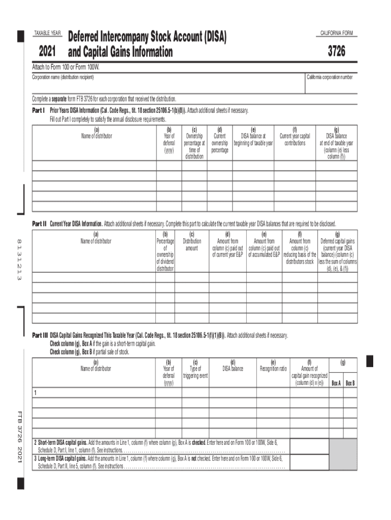Fillable Online 2021 Form 3726 Deferred Intercompany Stock Account ...