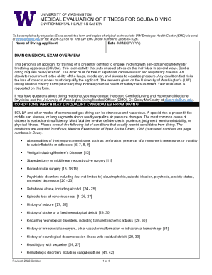 Fillable Online Medical Evaluation of Fitness for Scuba Diving form Fax ...