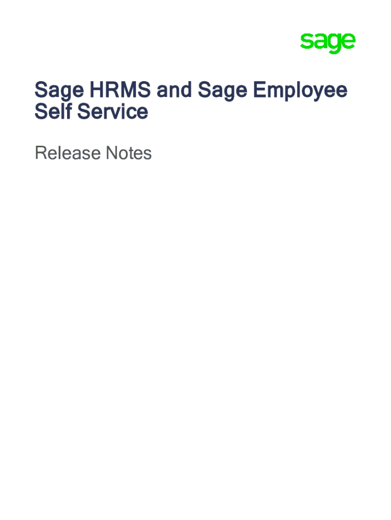 Fillable Online Sage HRMS and Sage Employee Self Service Release Notes ...