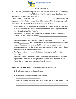 Fillable Online Telework Request Agreement with added Sup.Empl Terms ...