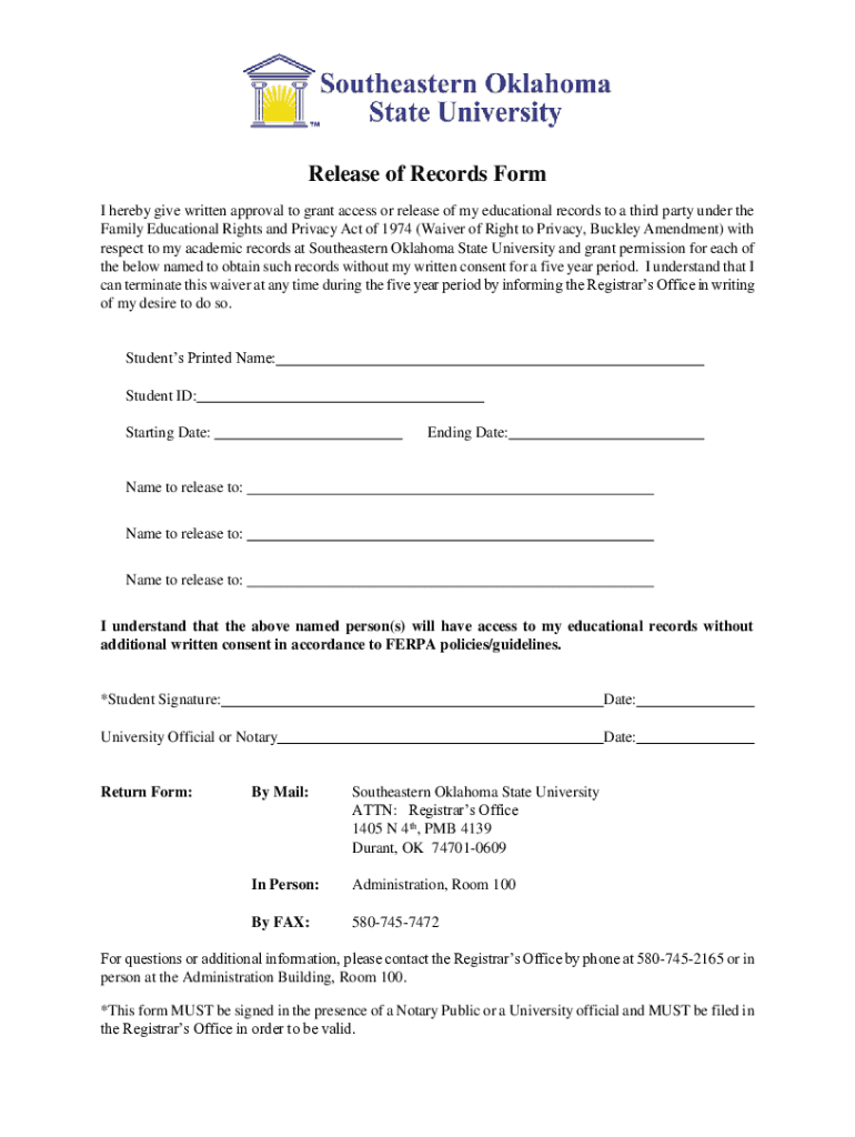 Fillable Online STUDENT AUTHORIZATION TO RELEASE EDUCATION ... Fax ...