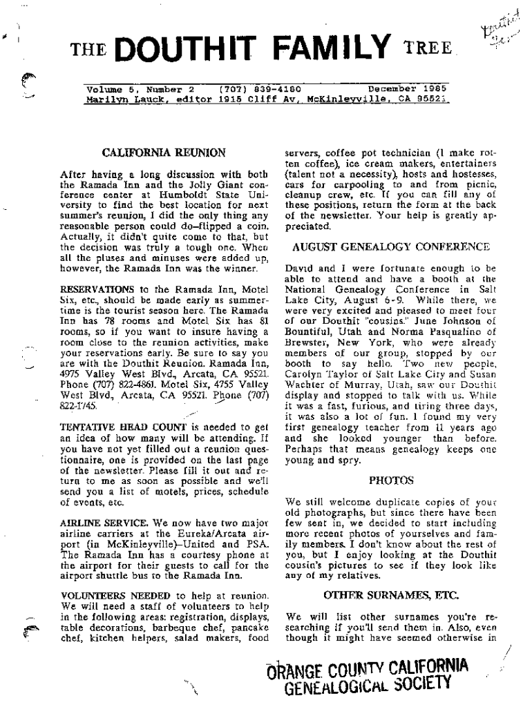 Fillable Online THE DOUTHIT FAM IL y TREE Fax Email Print - pdfFiller