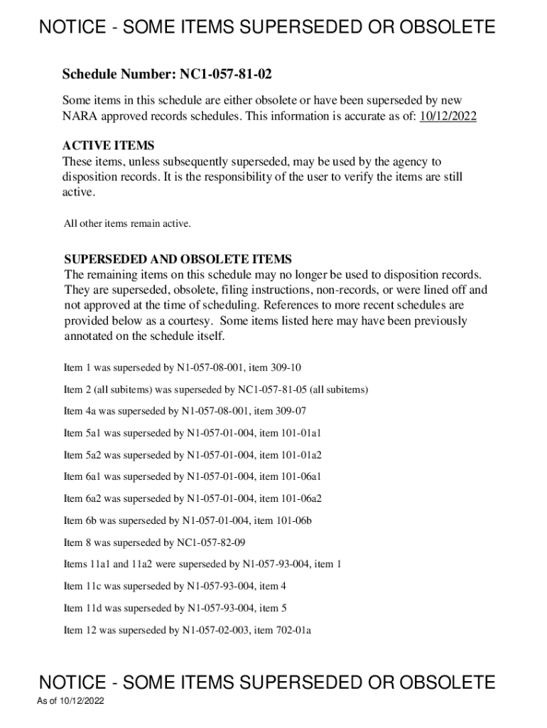 Fillable Online Schedule Number: NC1-057-81-02 Fax Email Print - pdfFiller