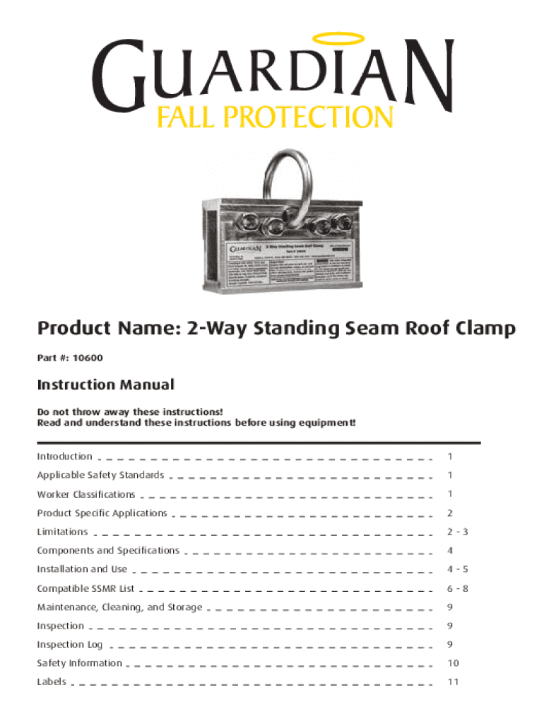 Fillable Online Guardian 2-Way Standing Seam Roof Clamp Manual Fax Email Print - pdfFiller