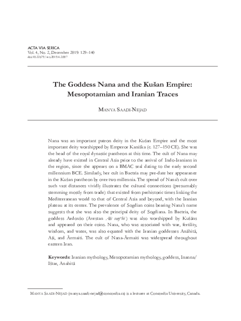 Fillable Online The Long Path of Nania from Mesopotamia to Central and ...