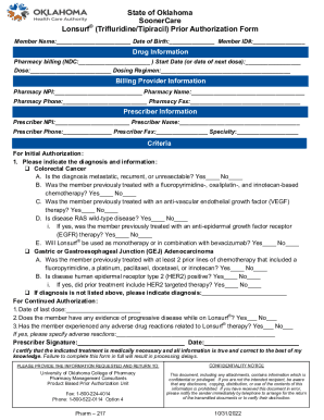Fillable Online Prior Authorization (PA) Form for Lonsurf ( ... Fax ...