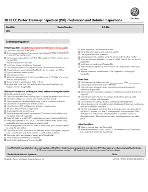 Fillable Online Pre-Delivery Inspection Checklist - CarsPDF Fax Email ...