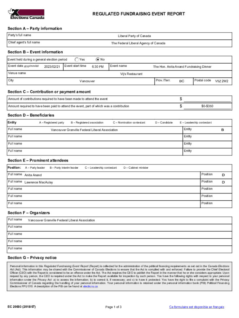 Fillable Online Political parties should list fundraising venue locations ... Fax Email Print ...