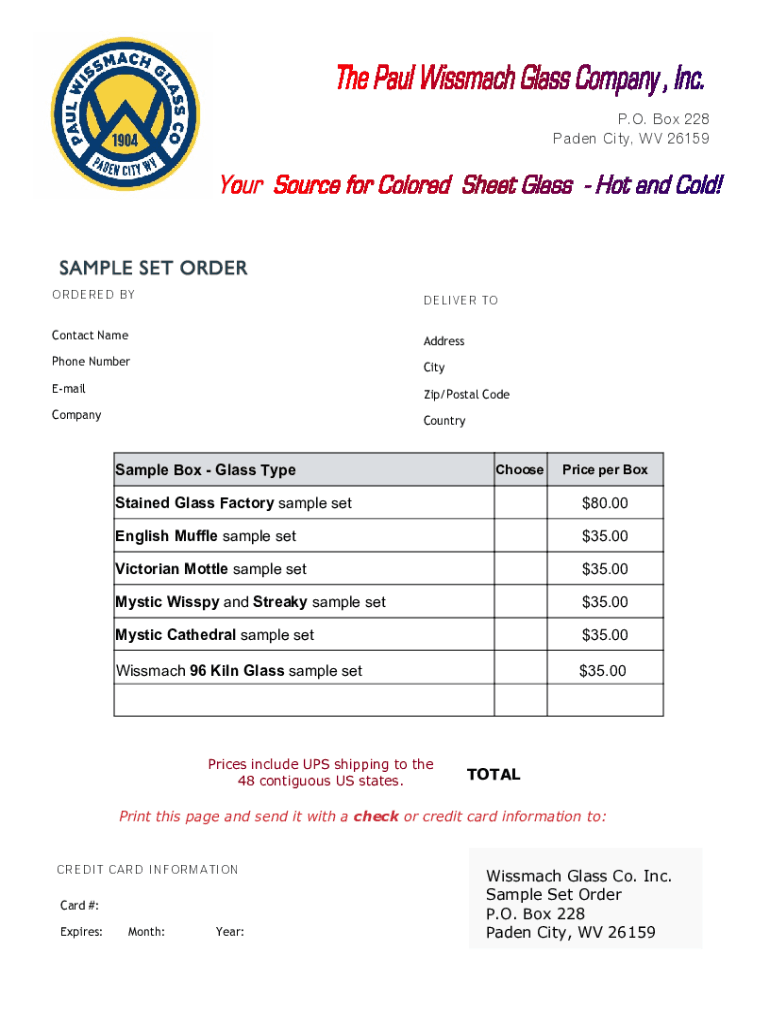 Fillable Online Sample Box - Glass Type Stained Glass Factory sample ...