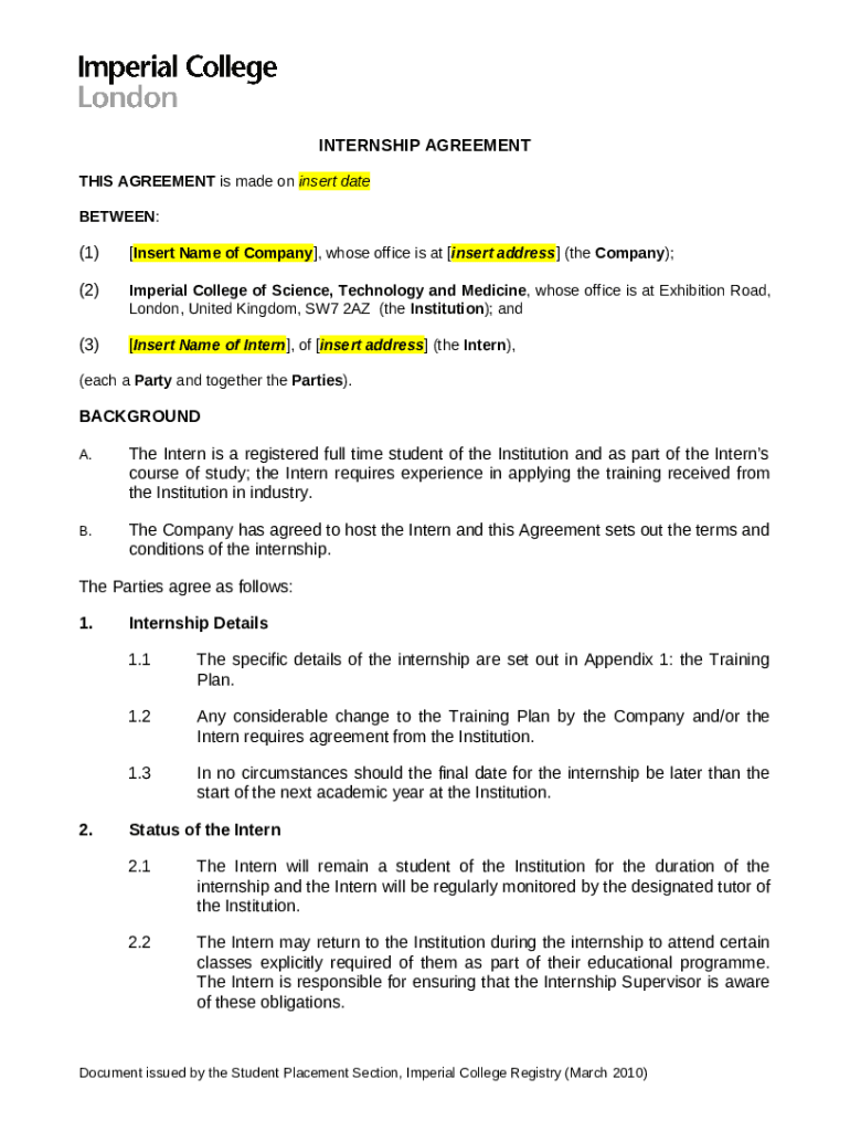 Template-Internship-(Training)-Agreement-for-use-in- ... Doc Template | pdfFiller