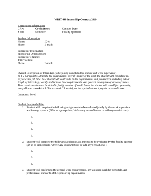 Internship Proposal/Agreement Doc Template | pdfFiller