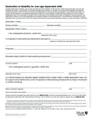 Fillable Online Health Insurance Information for Adult Disabled ...